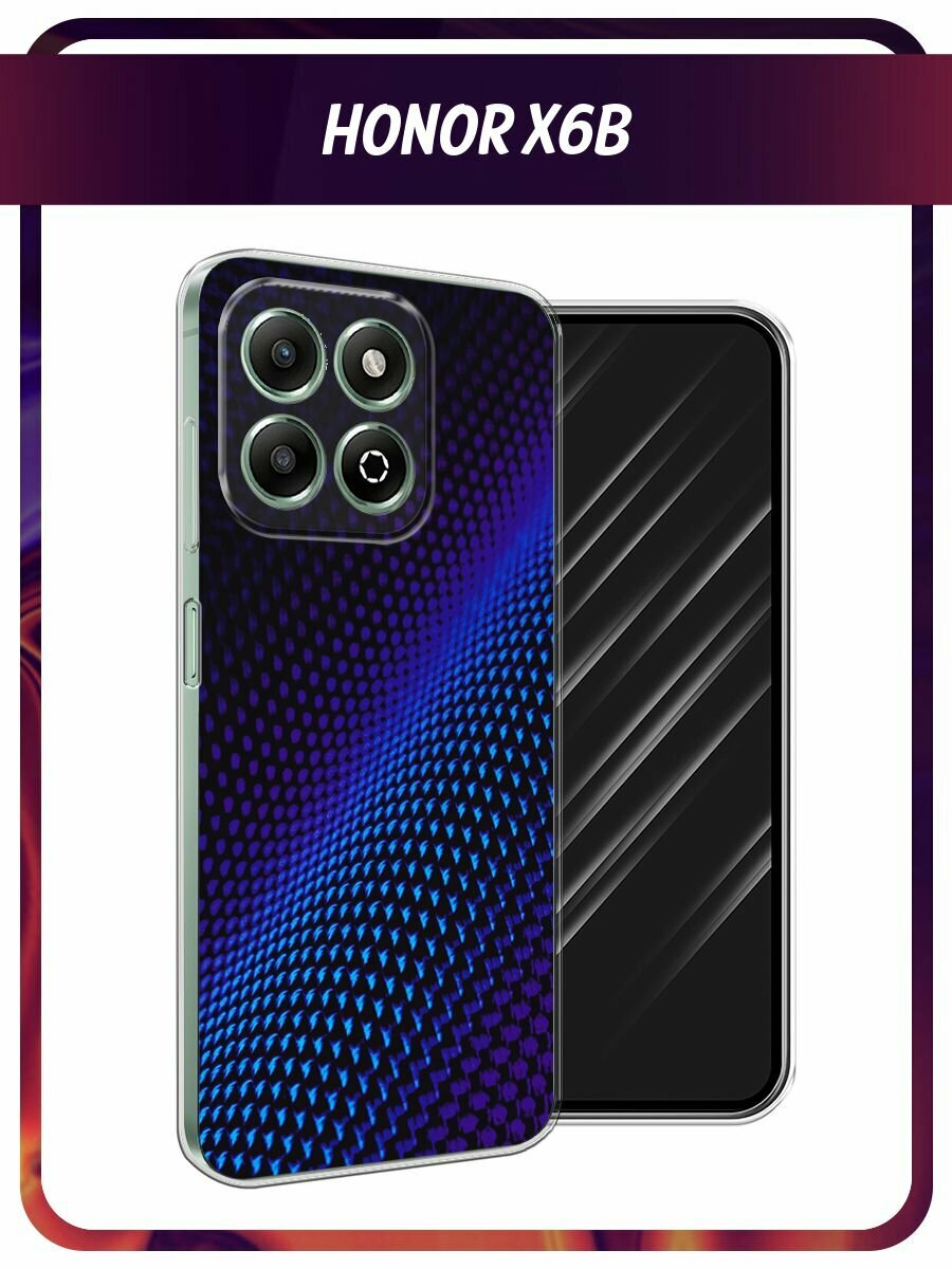 Силиконовый чехол на Honor X6b / Хонор X6b с принтом "Синий карбон"