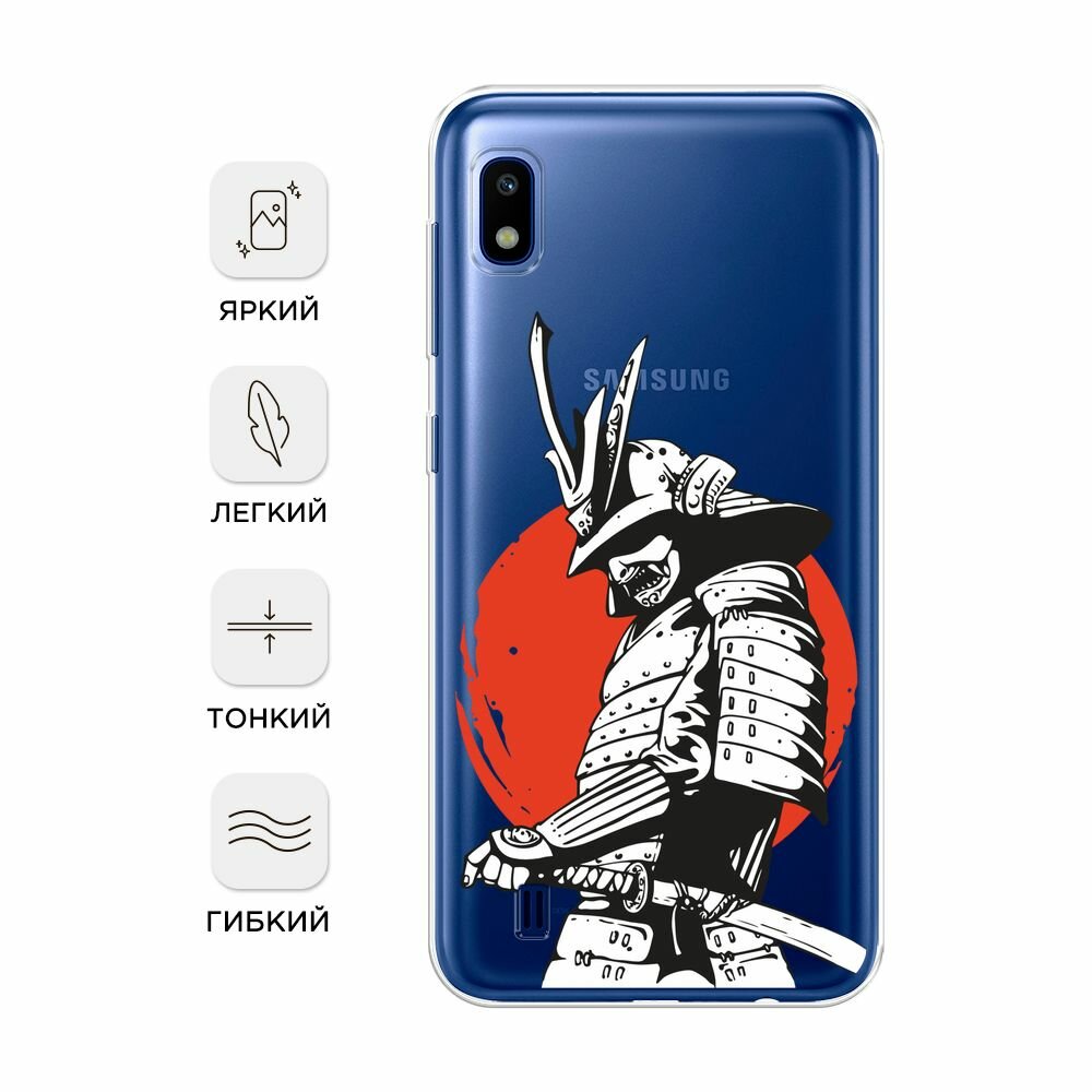 Чехол на Samsung Galaxy A10 / Самсунг Галакси А10 с принтом "Самурай с катаной", прозрачный — фото 1
