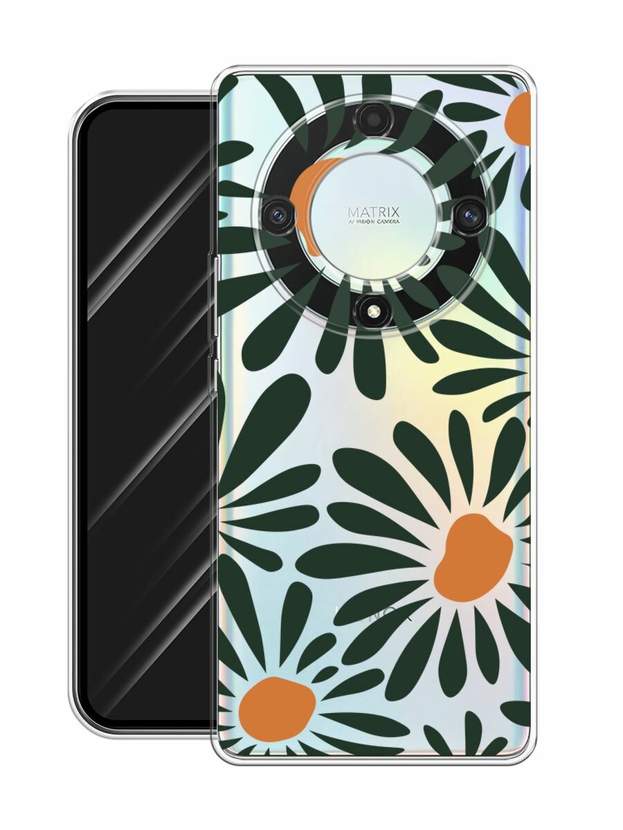 Чехол на Honor X9A / Хонор X9A с принтом "Летние цветы рисунок", прозрачный — фото 1