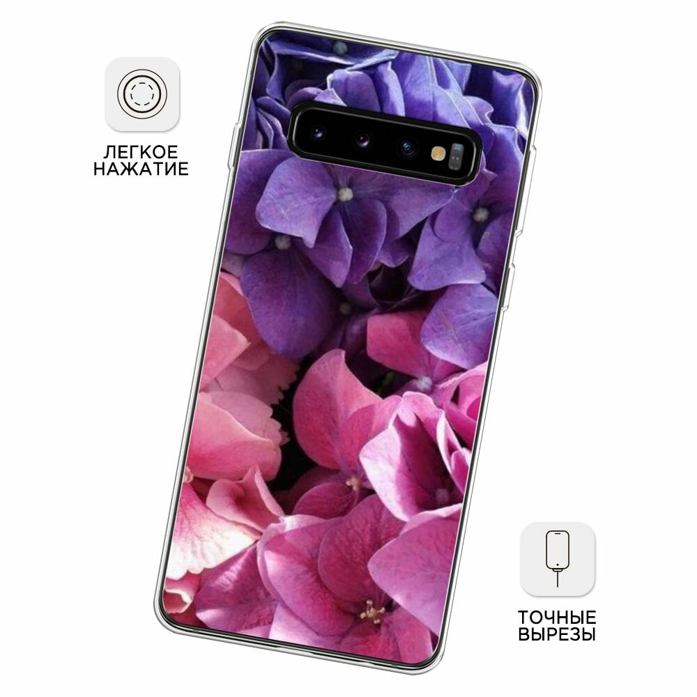 Чехол на Samsung Galaxy S10 + / Самсунг Галакси S10 Плюс с принтом Гортензии — фото 1