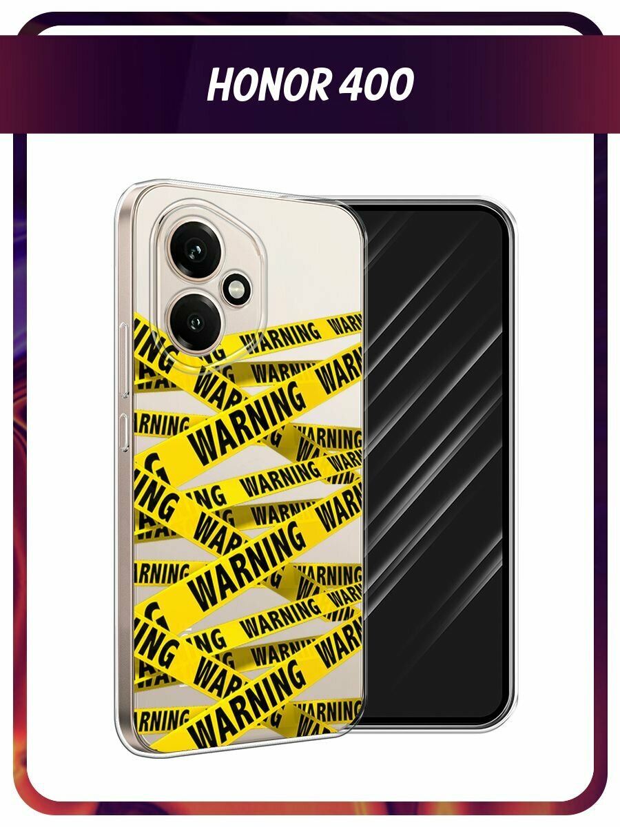 Чехол на Honor 400 / Хонор 400 с принтом "Warning!", прозрачный