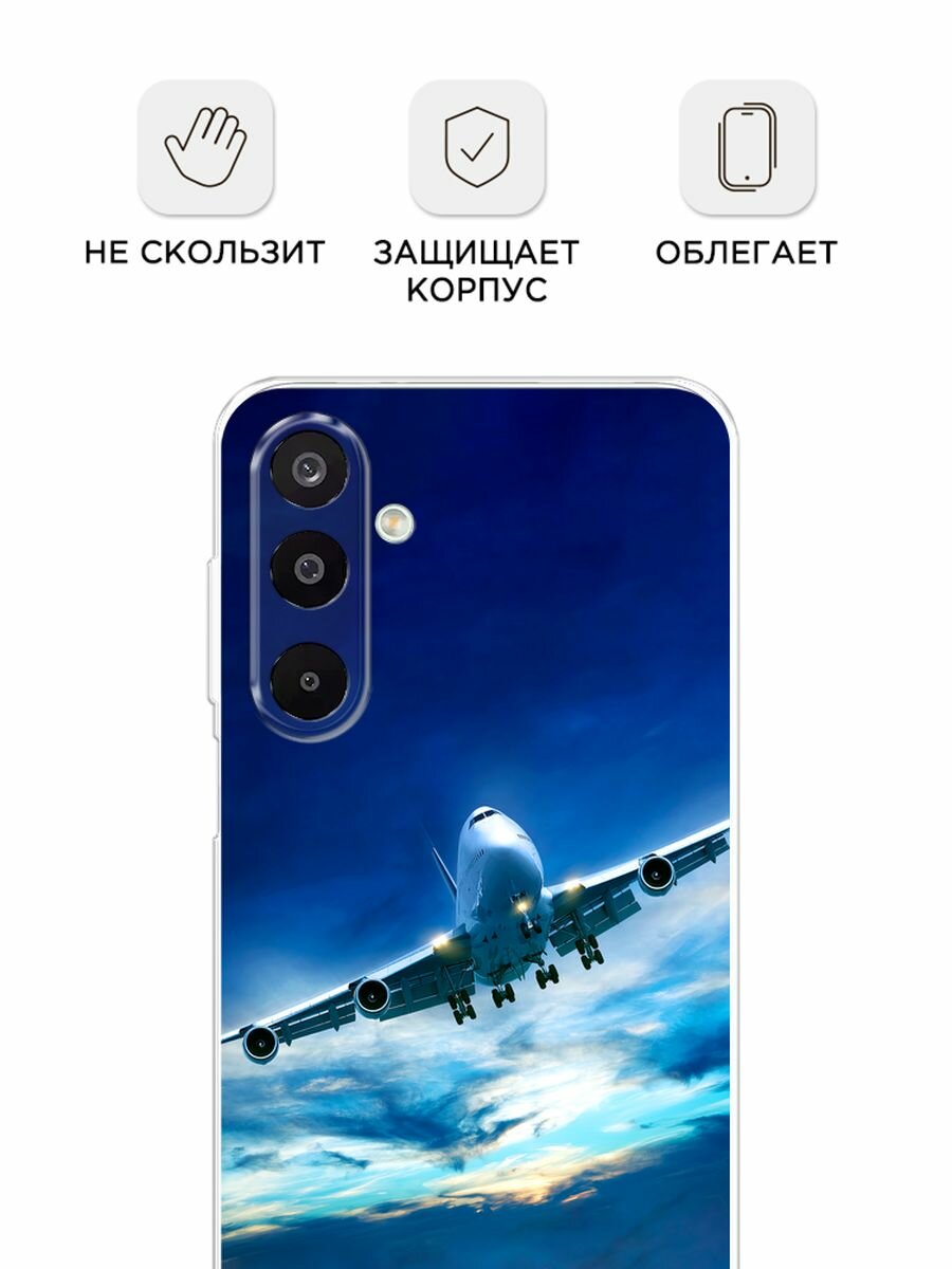 Чехол на Samsung Galaxy M16 / Самсунг Галакси М16 с принтом "Самолет в небе" — фото 1