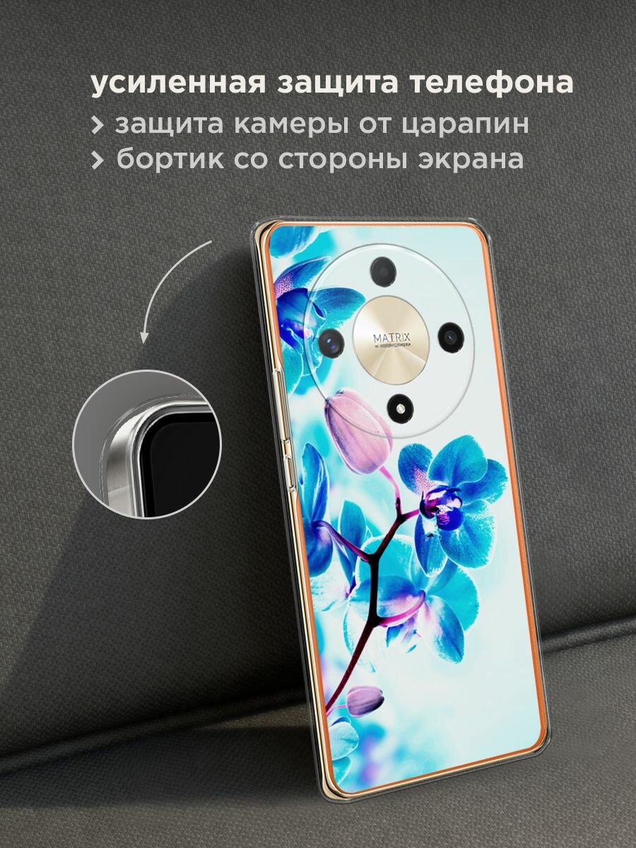 Силиконовый чехол на Honor X9b / Хонор X9B с принтом "Голубая орхидея" — фото 1