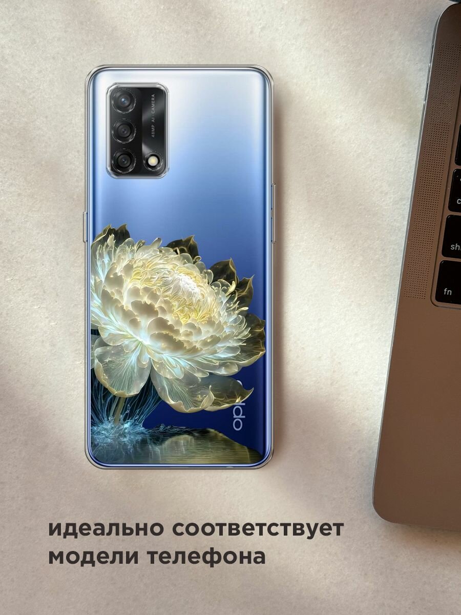 Чехол на Oppo A74 / Оппо A74 с принтом "Китайский лотос", прозрачный — фото 1
