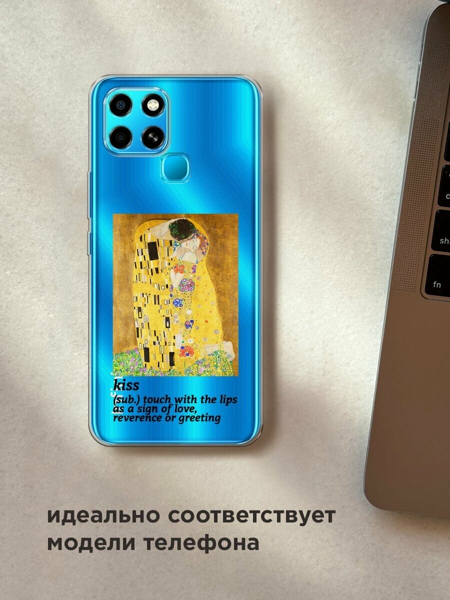 Чехол на Infinix Smart 6 / Инфиникс Смарт 6 с принтом "The kiss", прозрачный — фото 1