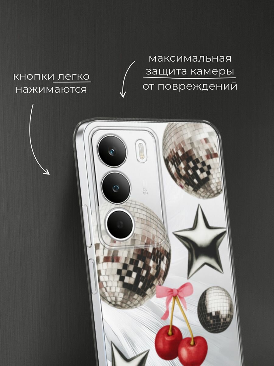 Чехол на Realme C71/P3 Lite 4G / Реалми С71/P3 Лайт 4G с принтом "Стильная подборка", прозрачный — фото 1