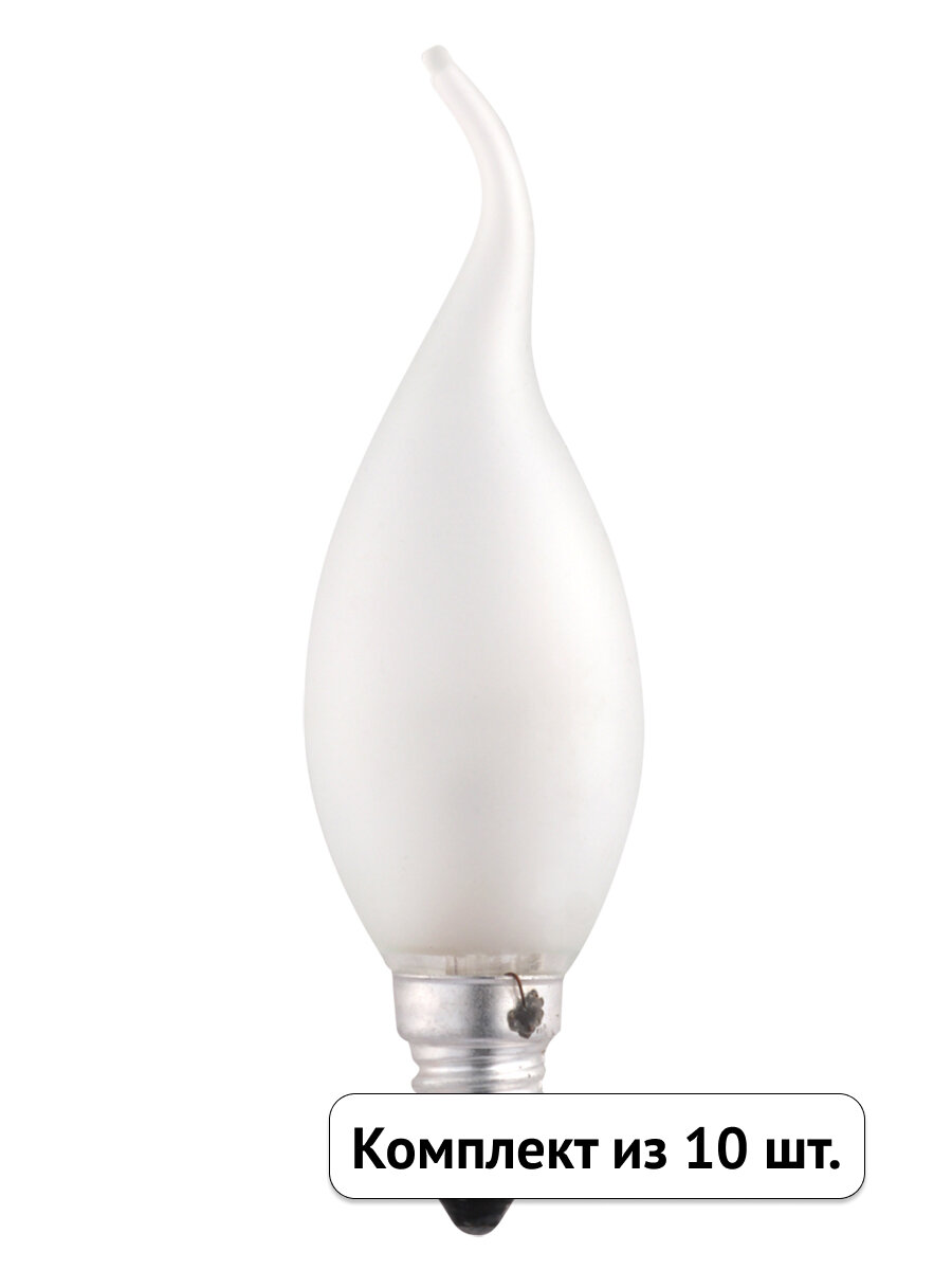 Лампочка накаливания Jazzway СТ35, 60Вт, 350Лм, 2700К, E14, теплый белый свет, свеча на ветру (комплект из 10 шт.)