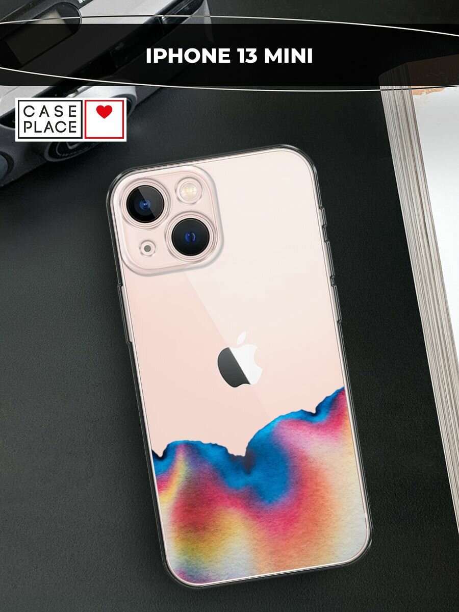 Чехол на Apple iPhone 13 mini / Айфон 13 мини с принтом Акварельное сочетание, прозрачный