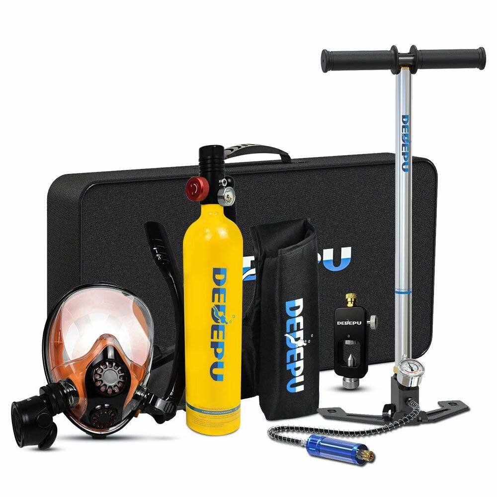 Мини акваланг для дайвинга Dedepu 1 литр с маской полнолицевой