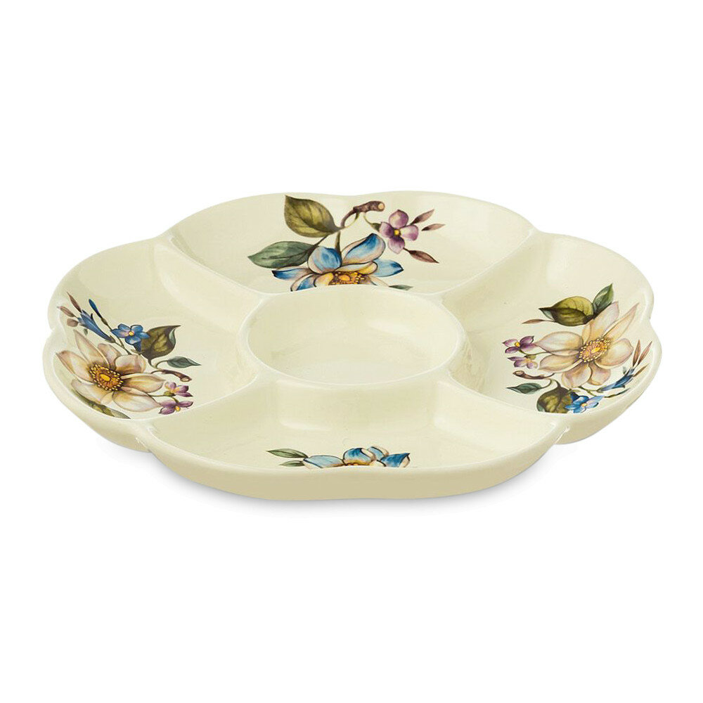 Менажница, 25 см, керамика, белый, декор 6019-PDP Petali Di Primavera