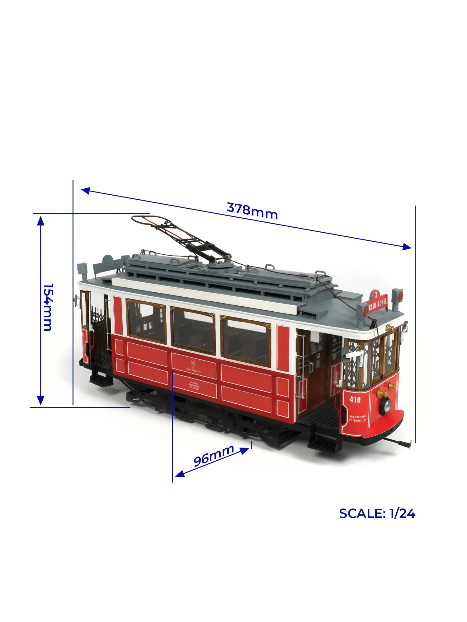 Сборная модель трамвая от OcCre, Cibeles, 395х115х172 мм, М.1:24
