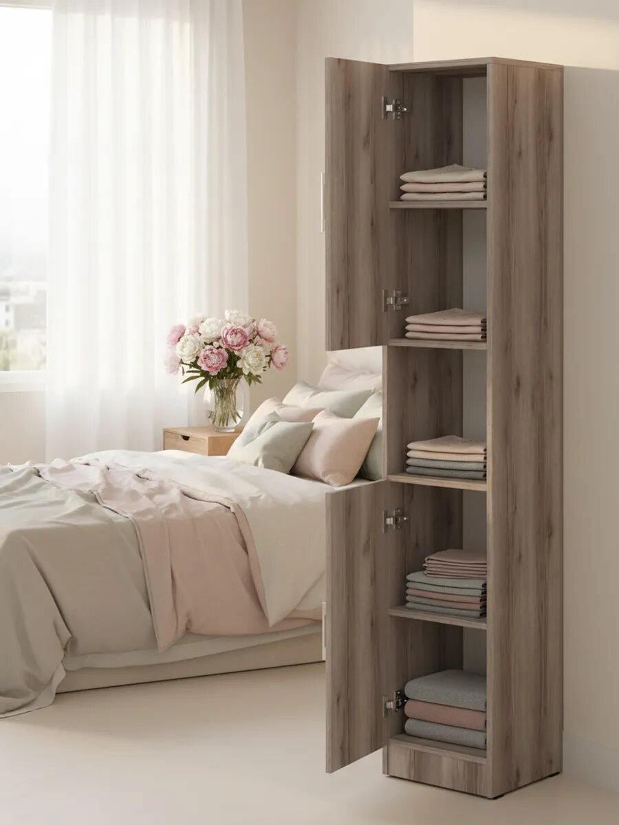 Шкаф пенал FRESTER распашной с полками в прихожую спальню балкон, от производителя