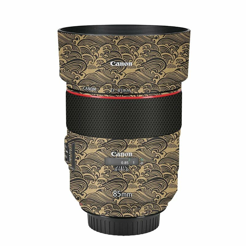Защитная пленка для объектива Canon EF 85mm f/1.4L IS USM с узором волна золотой - защита объектива камеры