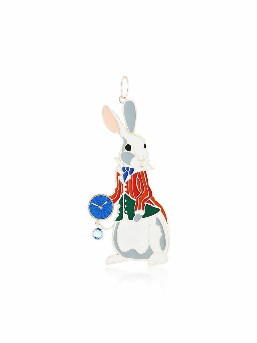 Елочная игрушка Кролик с часами с ювелирным стеклом