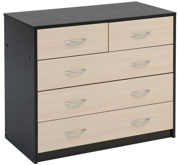 Комод для хранения «Клик Мебель», 5 выдвижных ящиков, 900×480×800 мм, цвет дуб вотан/тёмно - серый