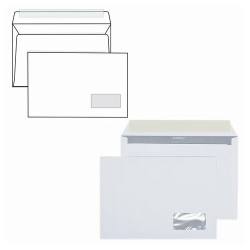 Конверт С5 курт, комплект 1000шт, отрывная полоса Strip, правое окно, внутр. запечатка, 162х229мм, С5.03С, С5.03СО