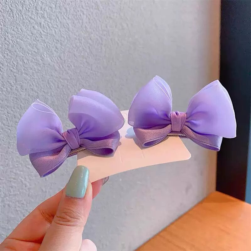 Фиолетовые заколки из желе с 3D-бабочкой — однотонный тканевый аксессуар для волос