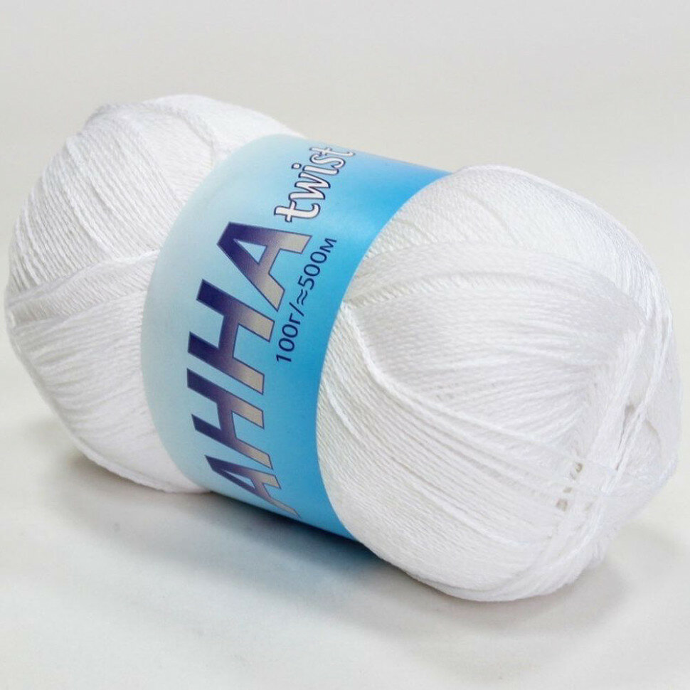 Пряжа Seam ANNA TWIST 372 белый (5 мотков)
