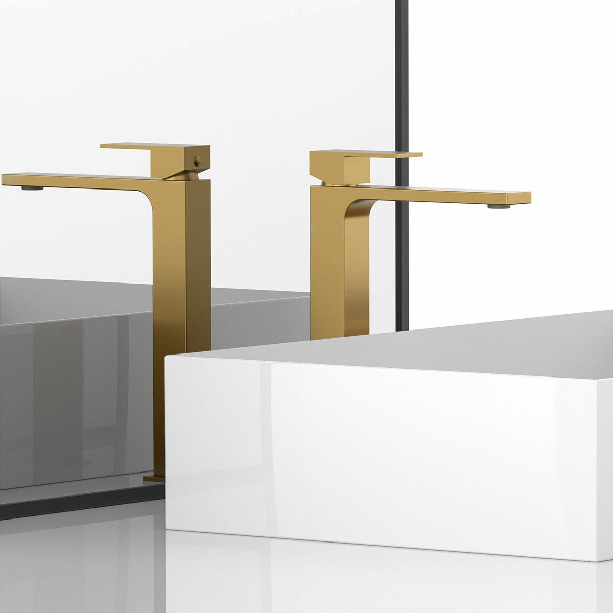 Смеситель для раковины Vincea Cube INPVBF-1C02BG однорычажный, брашированное золото