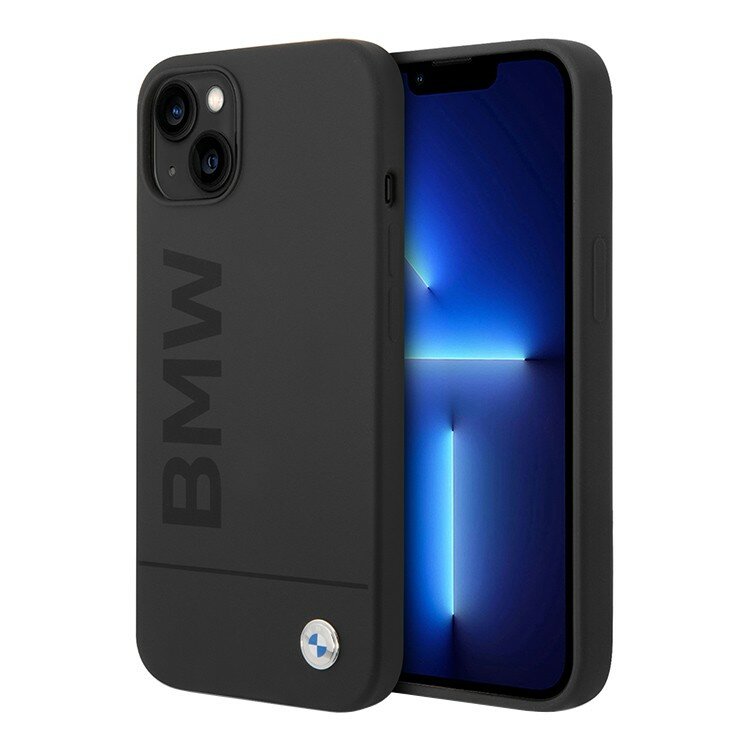 BMW Signature Laser logo силиконовый чехол для iPhone 15, черный (MagSafe)