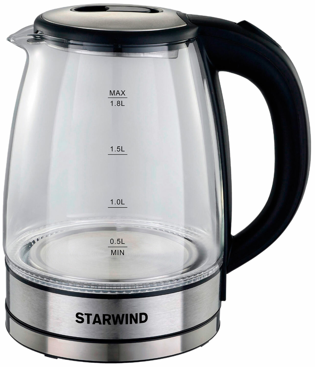 Чайник электрический Starwind SKG4777 черный/прозрачный