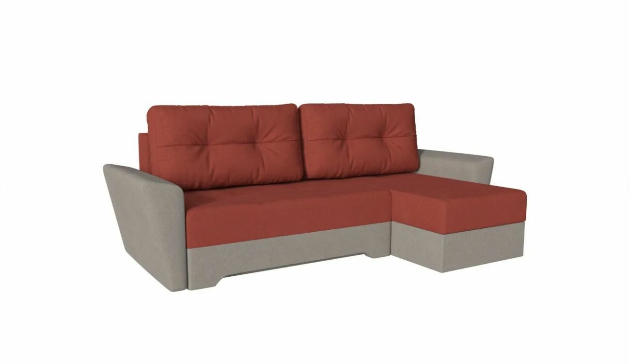 Угловой диван Амстердам Вельвет Оранжевый-Светло Бежевый угол правый