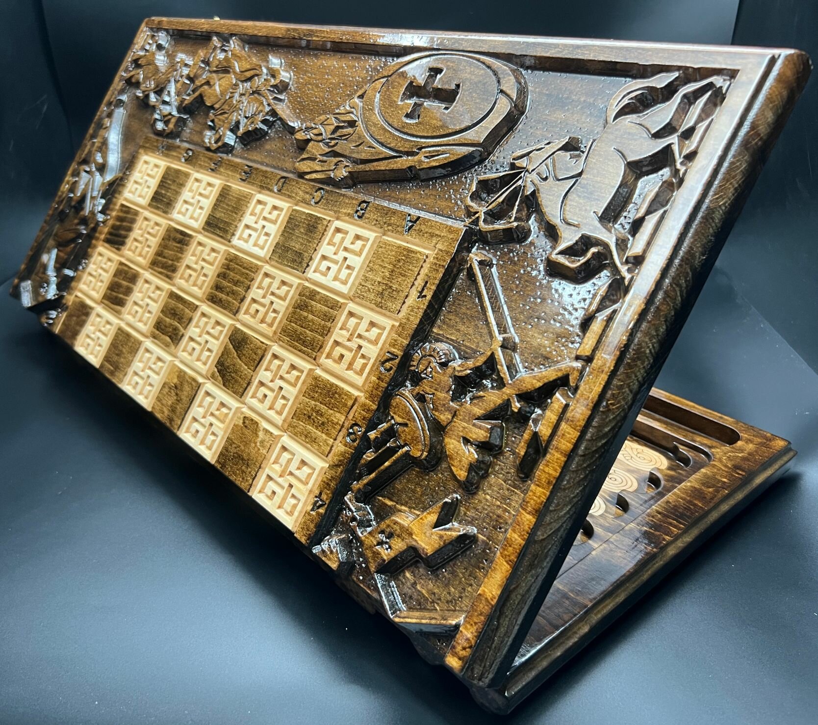 Шахматы Нарды Шашки резные 3в1 "Крестовый Поход-2", большие