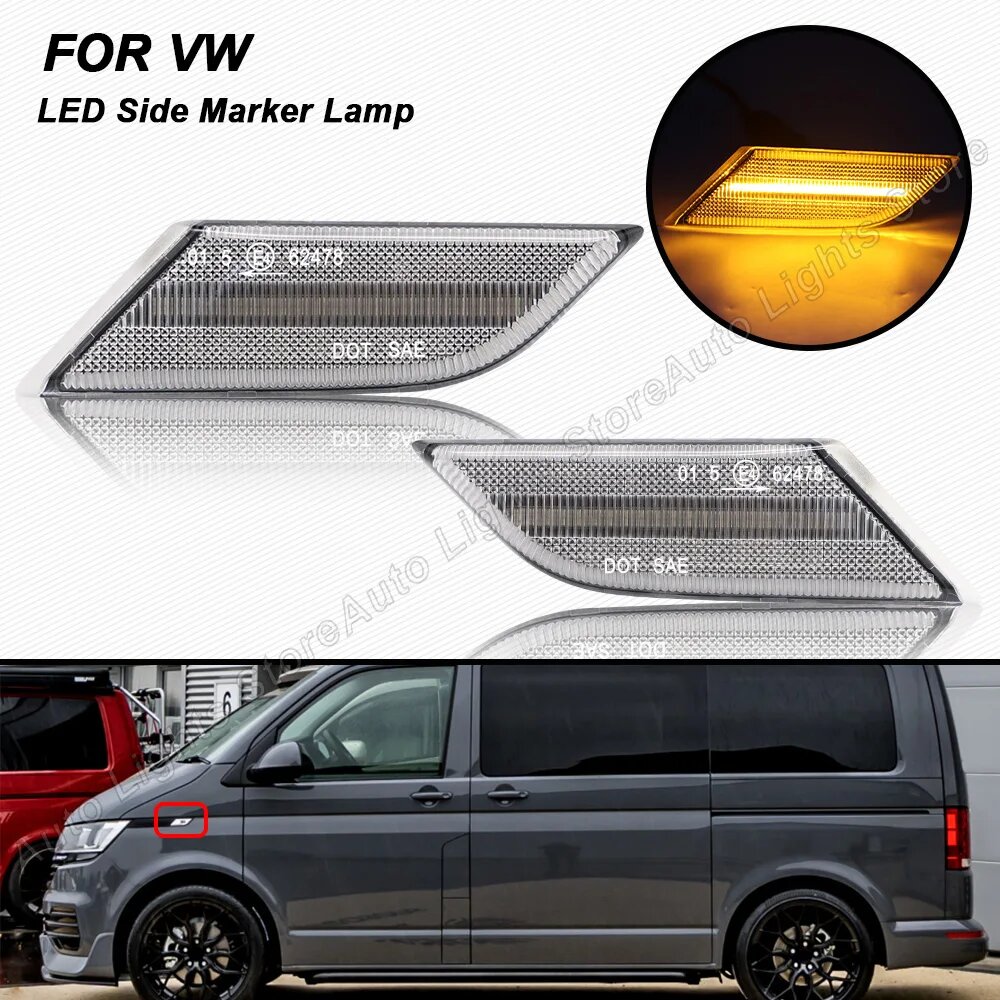 2 шт, светодиодные габаритные огни для VW Transporter T6.1 Facelift 2020-Up clear normal flash