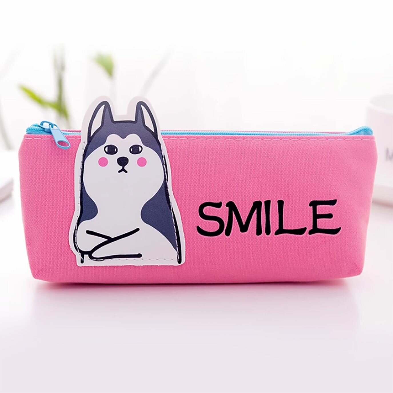 Школьный пенал косметичка тканевый Funny Animal - Dog, розовый