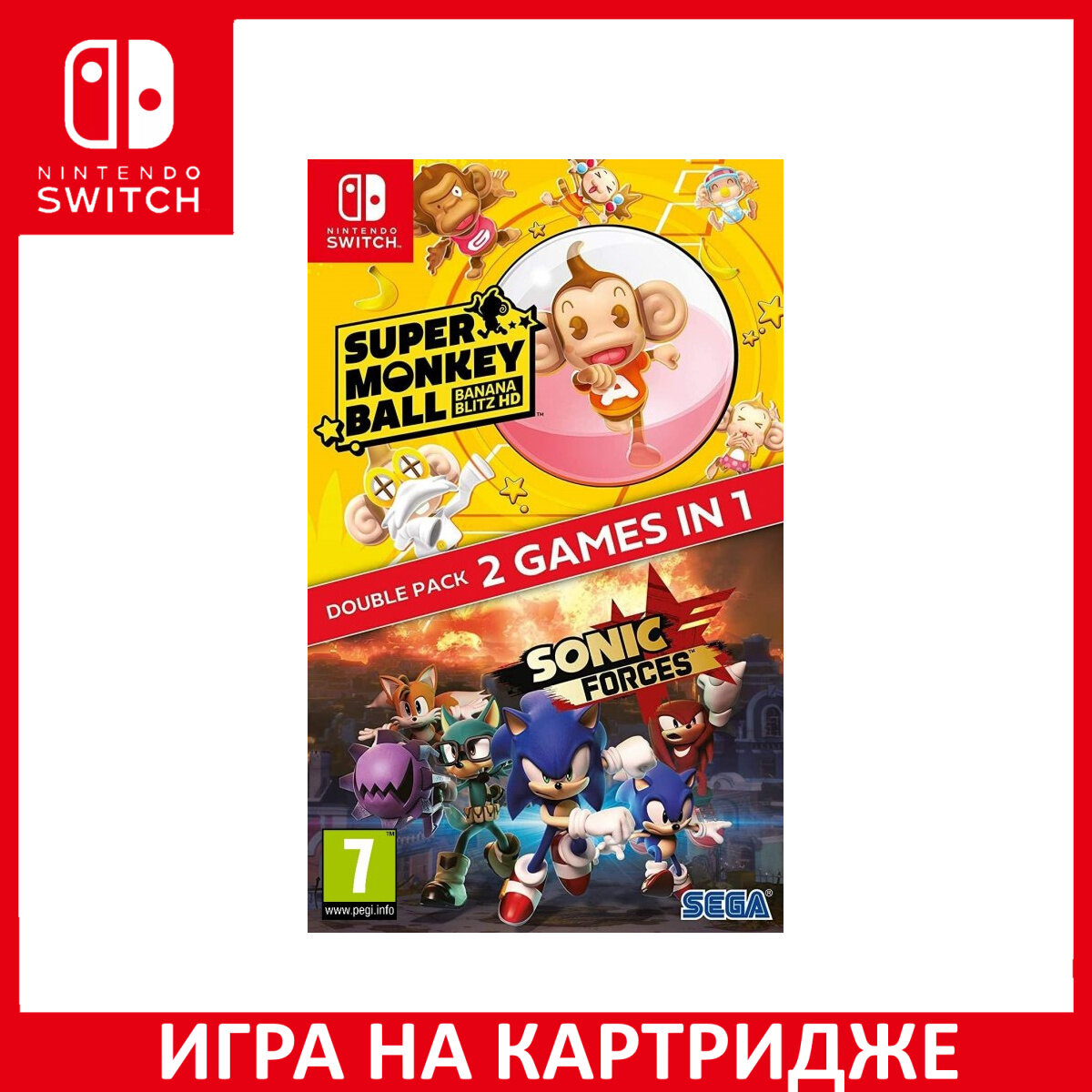 Игра Sonic Forces + Super Monkey Ball: Banana Blitz HD Switch Английский язык Картридж на Nintendo Switch уценка