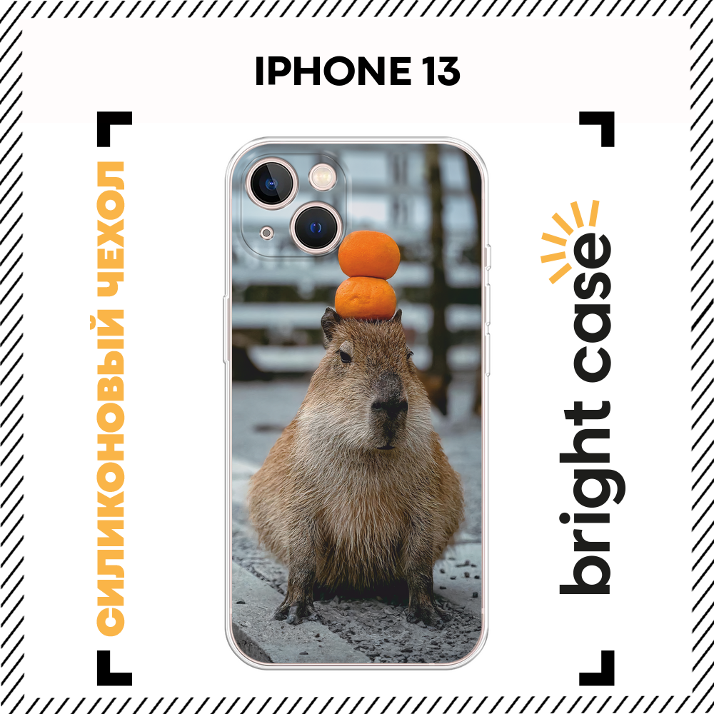 Чехол на Apple iPhone 13 / Айфон 13 с принтом Капибара медитирует