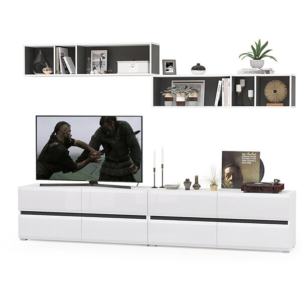 Сидней Комплектация № 02, цвет корпус: белый/чёрный/фасады: МДФ белый глянец