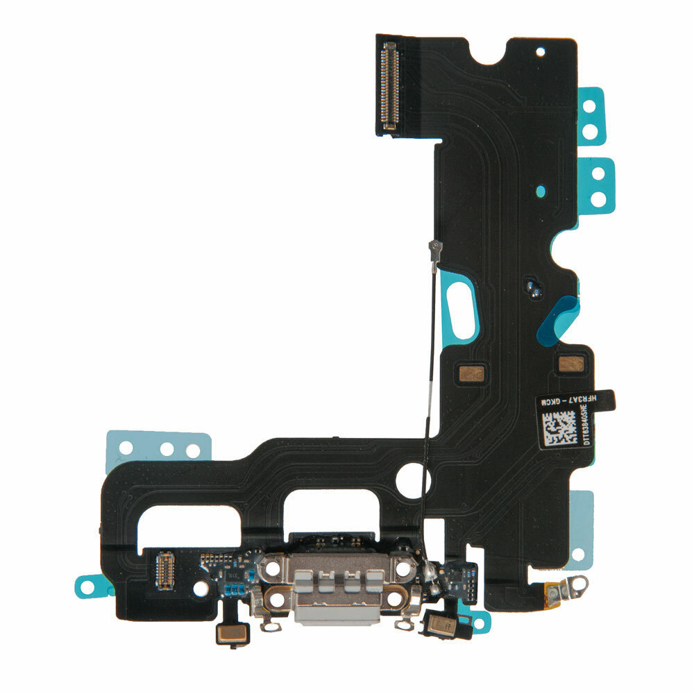 Шлейф с разъемом зарядки, микрофоном и GSM антенной для iPhone 7, серый