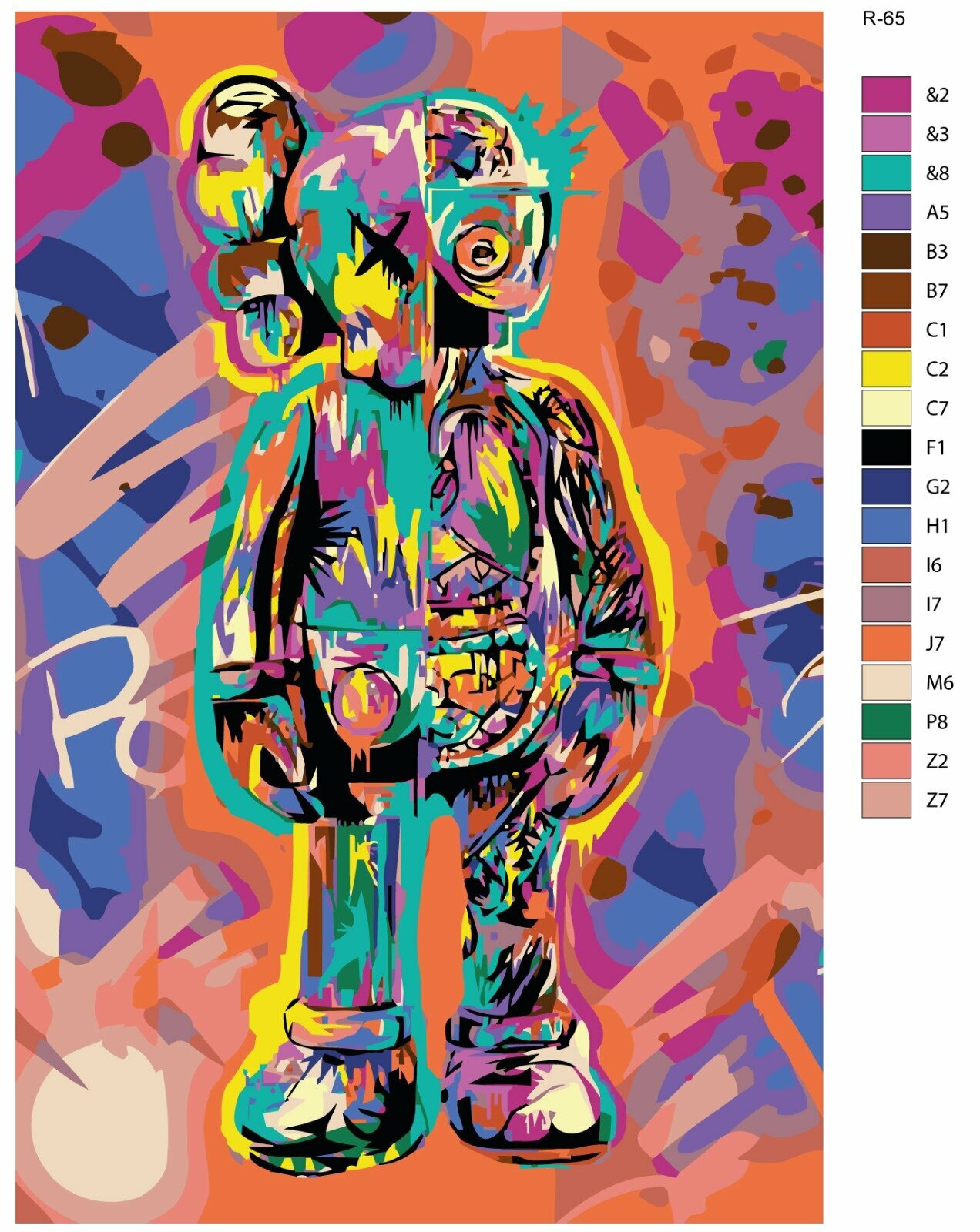 Картина по номерам BRUSHES-PAINTS "Bearbrick" R-65 70x110 см