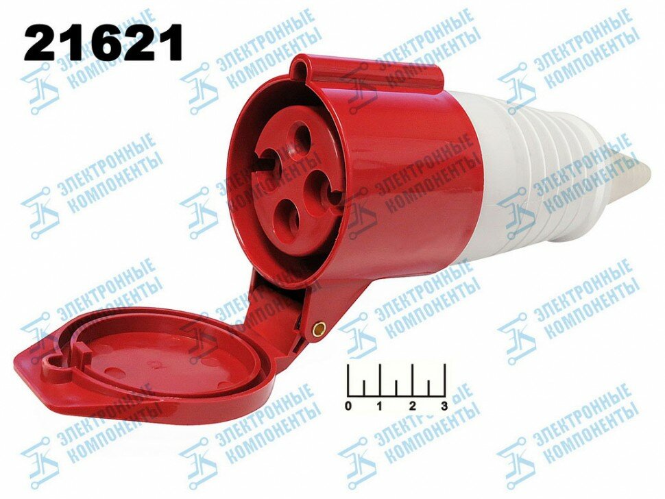 Разъем силовой гнездо 4pin 32A (224) на кабель с крышкой