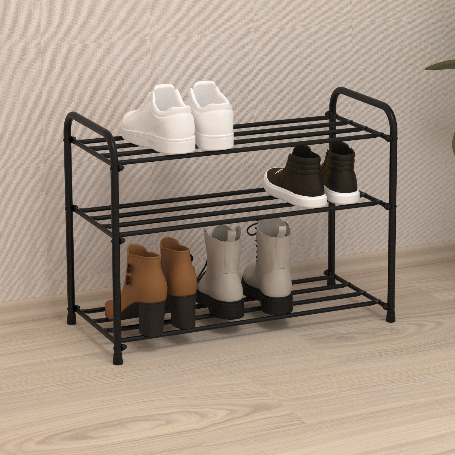 Этажерка для обуви 3-х ярусная ЗМИ Альфа 23, металлическая, черная, размер 54х30х48см / товары для дома