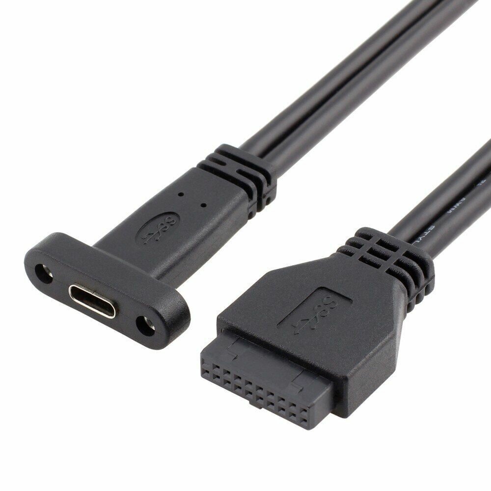 USB type C - 20pin кабель внутренний встраиваемый 50 см 1-портовый + монтажная планка
