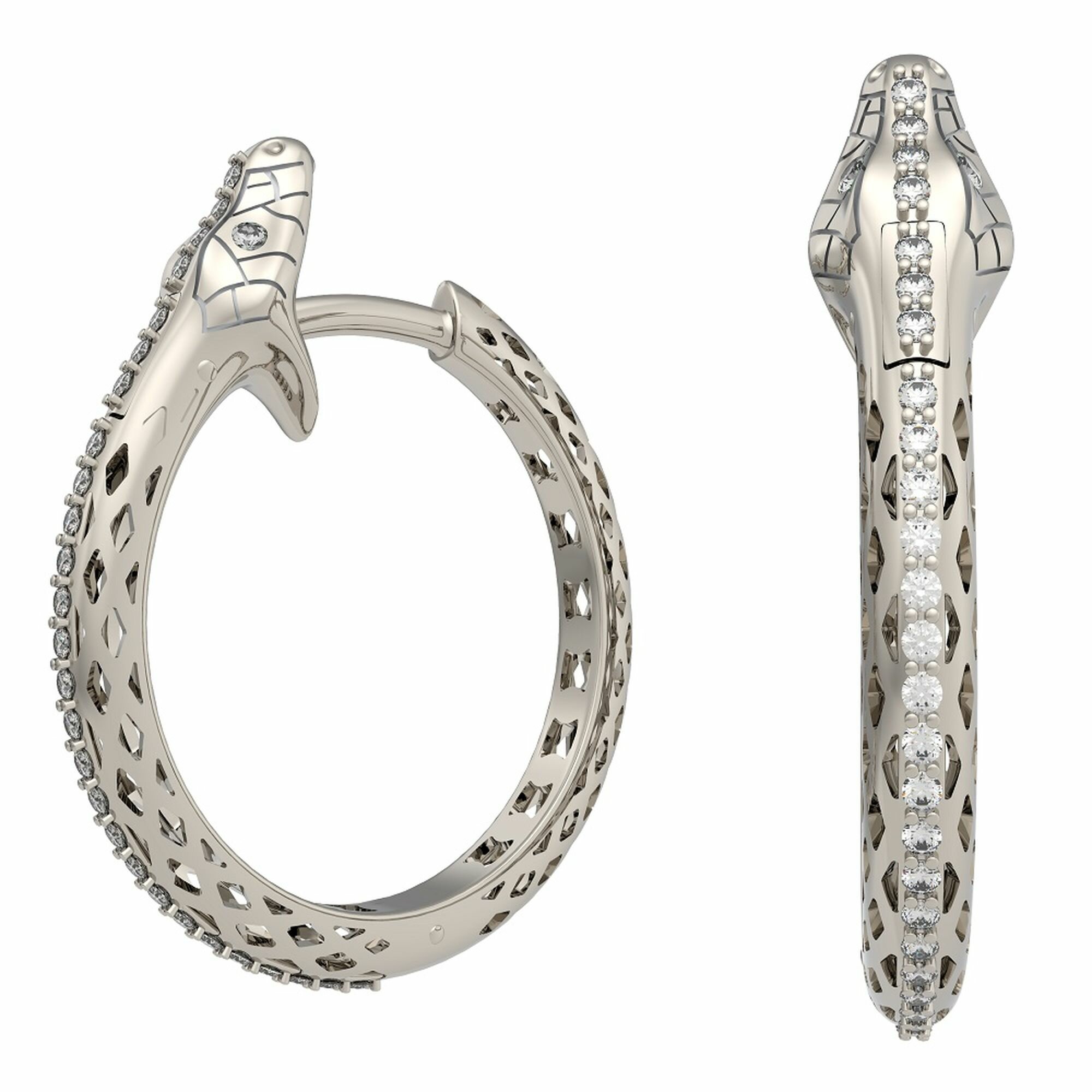 Серьги конго, белое золото, 585 проба, бриллиант