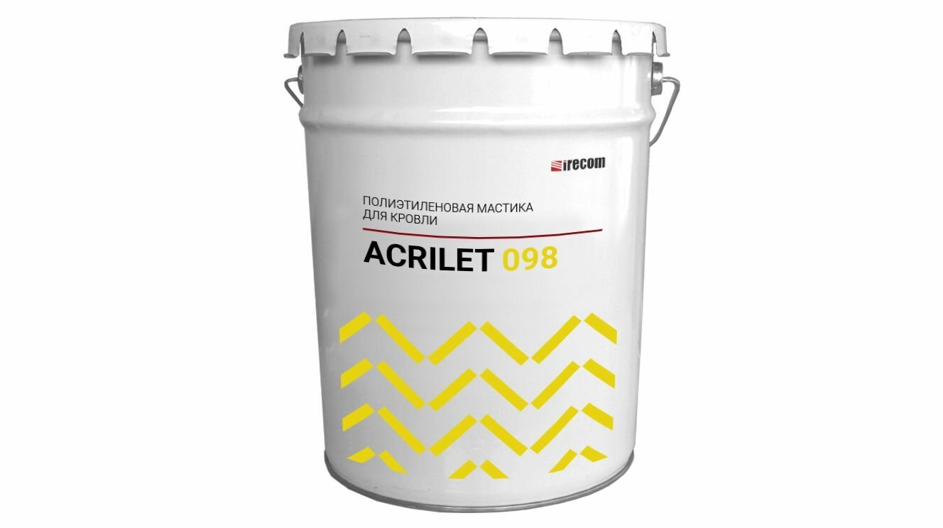 Кровельная цветная полимерная мастика на растворителе для гидроизоляции кровель и иных строительных объектов ACRILET 098 ведро 20 кг цвет серый