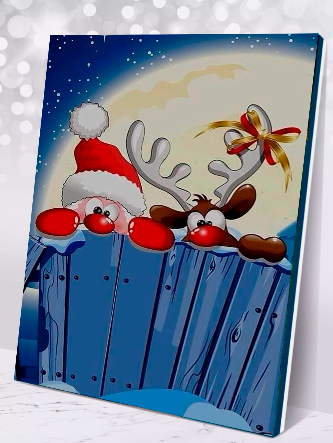Картина по номерам "Санта и олень" 40х50 см, хлопковый холст на подрамнике, акрил, АртТойс