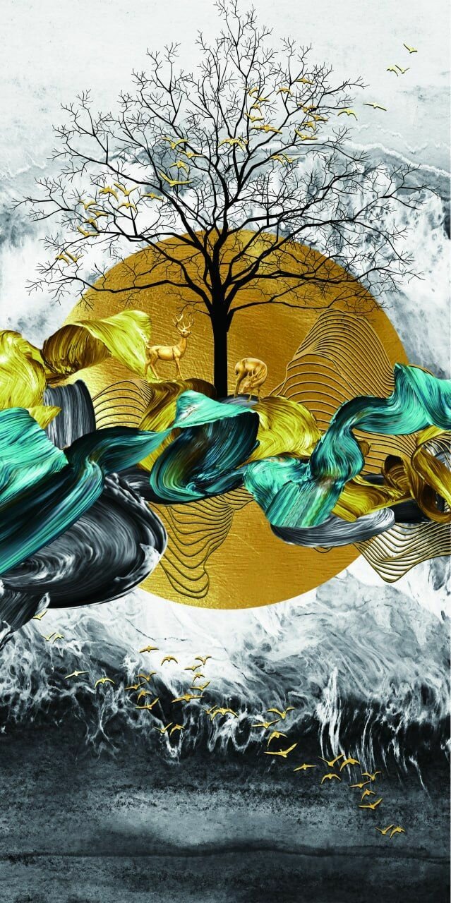 Фотообои Ленты у дерева 270х100 см