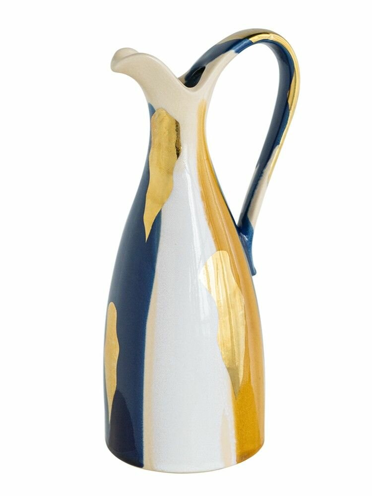 Декоративный кувшин керамический 15х13х32 см с яркой отделкой Glasar