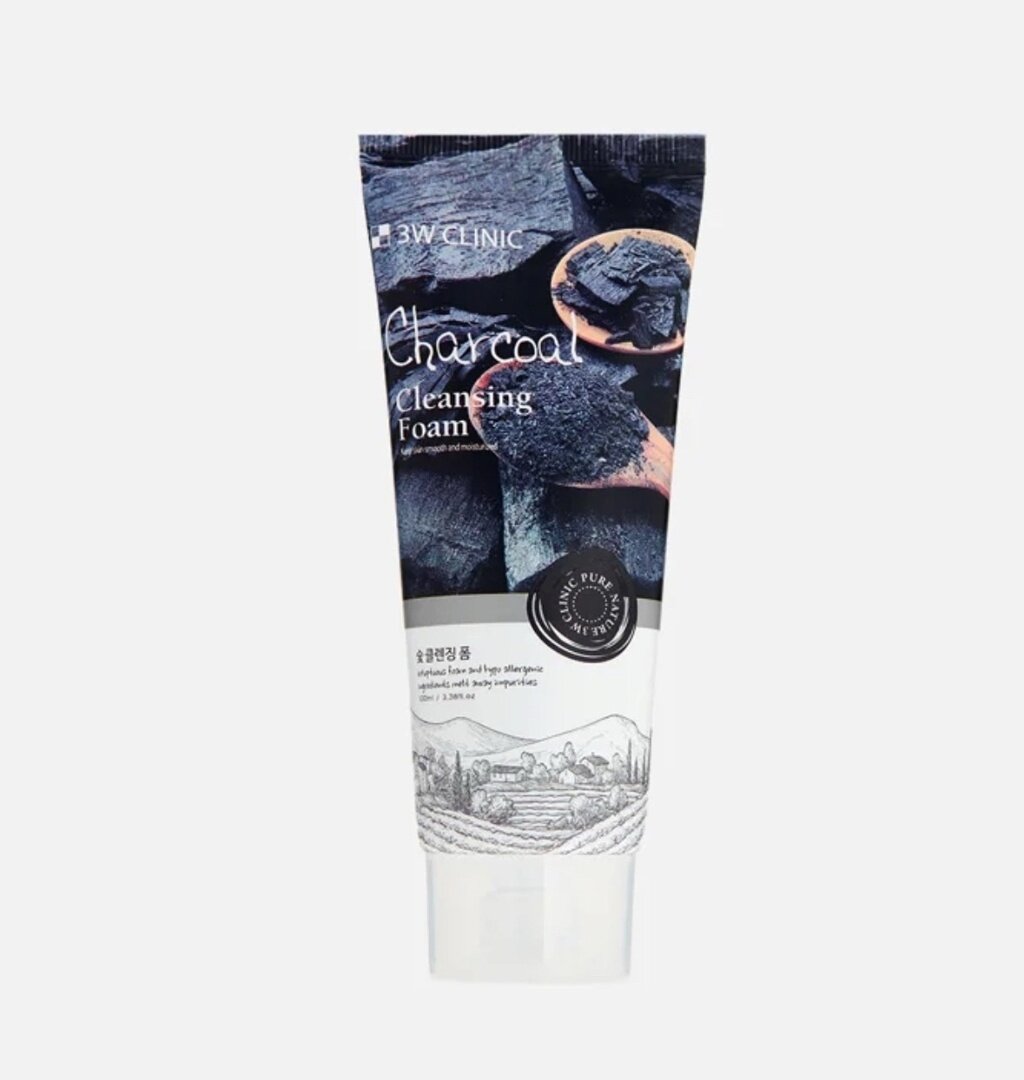 Пенка для умывания 3W Clinic "Charcoal Foam Cleansing", очищающая, с древесным углем