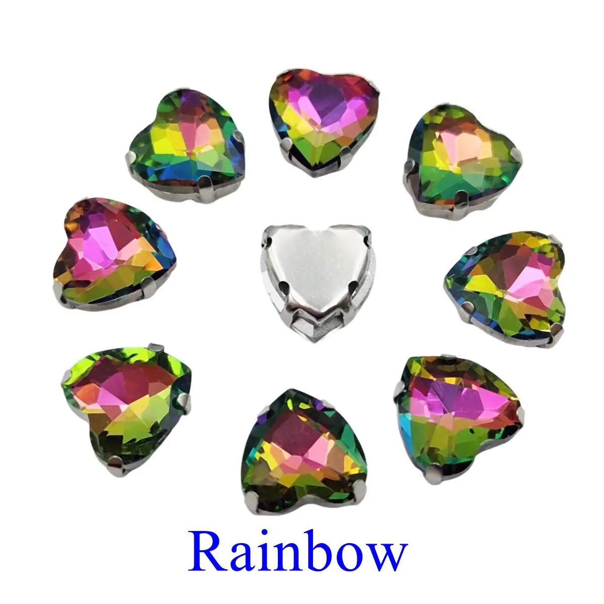 Стразы сердце Rainbow 20 шт