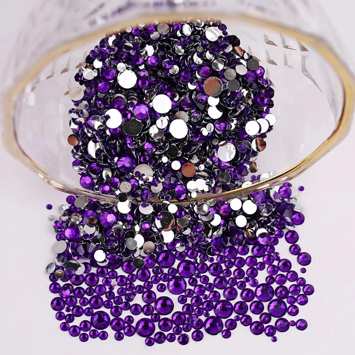 Круглые стразы SNCRYSTAL 2000 шт, 2-6 мм, смешанные размеры, серебристые Фиолетовый, A21 Amethyst