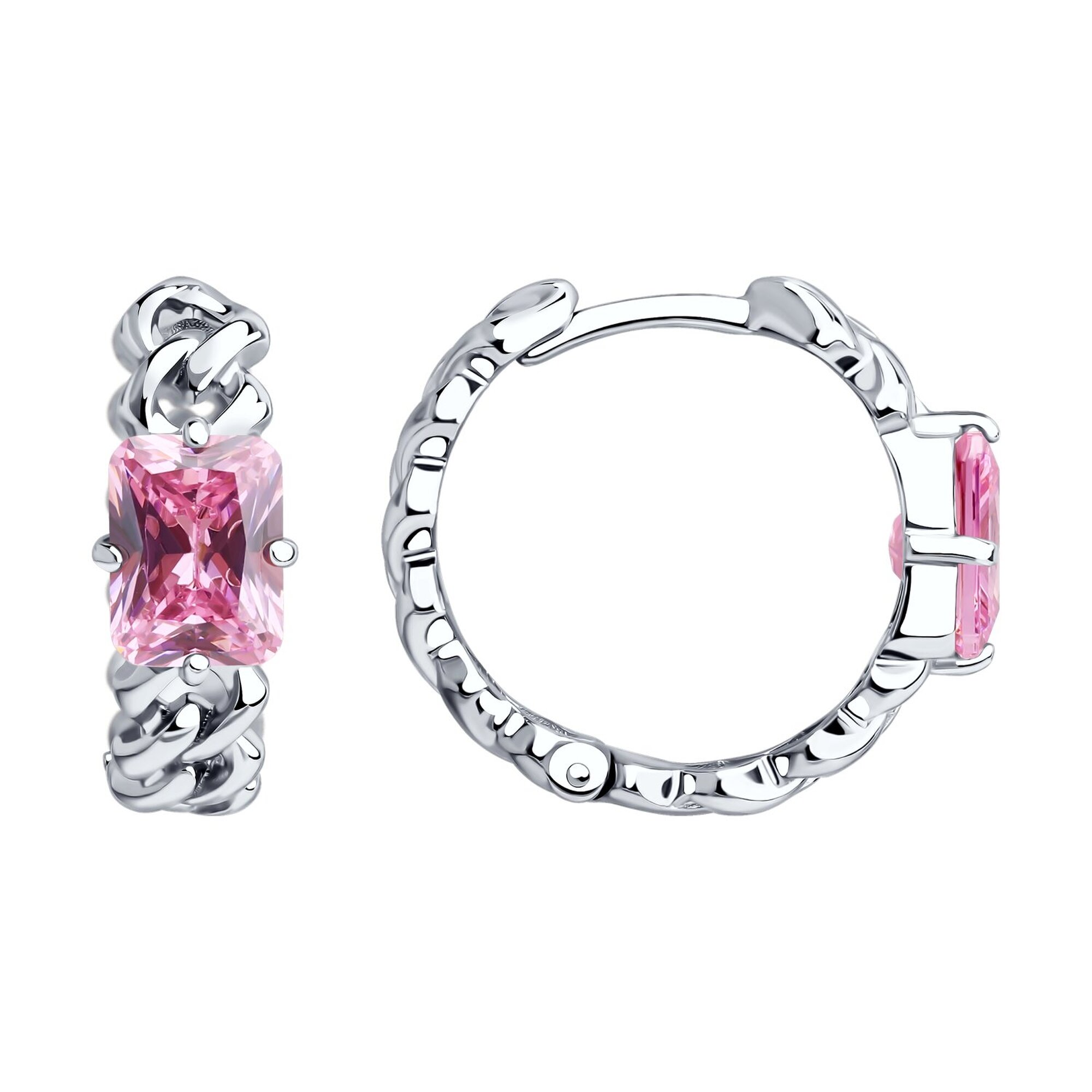 Серьги, серебро, 925 проба, родирование, фианит