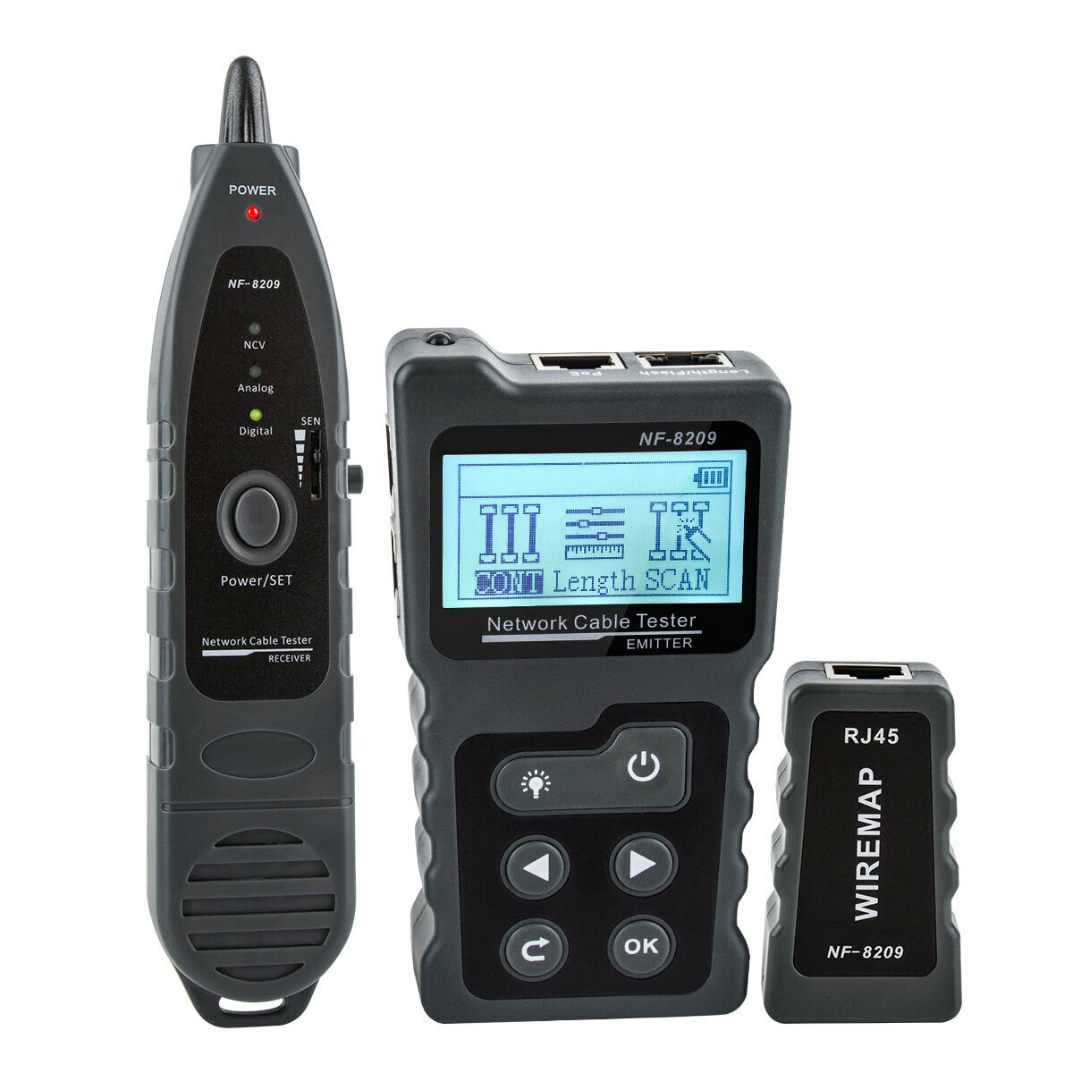 -8209 ЖК-дисплей Измерение длины сетевого кабеля POE Wire Checker Cat5 Cat6 Lan Test Tool Cable Wiremap Tester