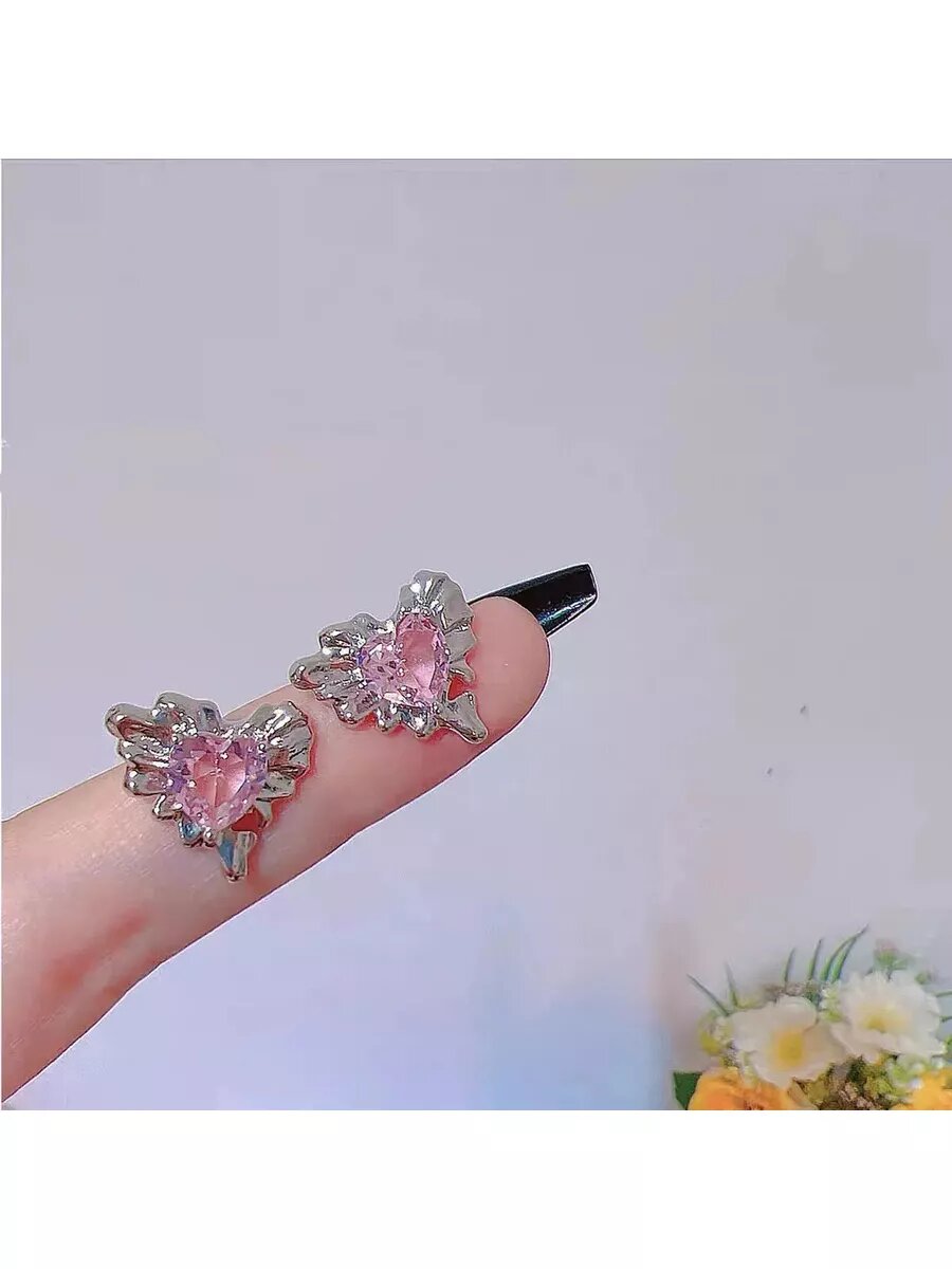 Серьги пусеты, фианит