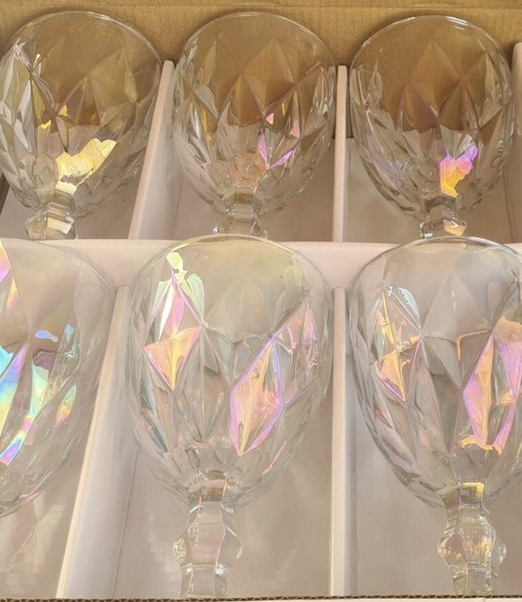 Бокалы из цветного стекла, 6 шт. набор для шампанского, винаи коктейлей.