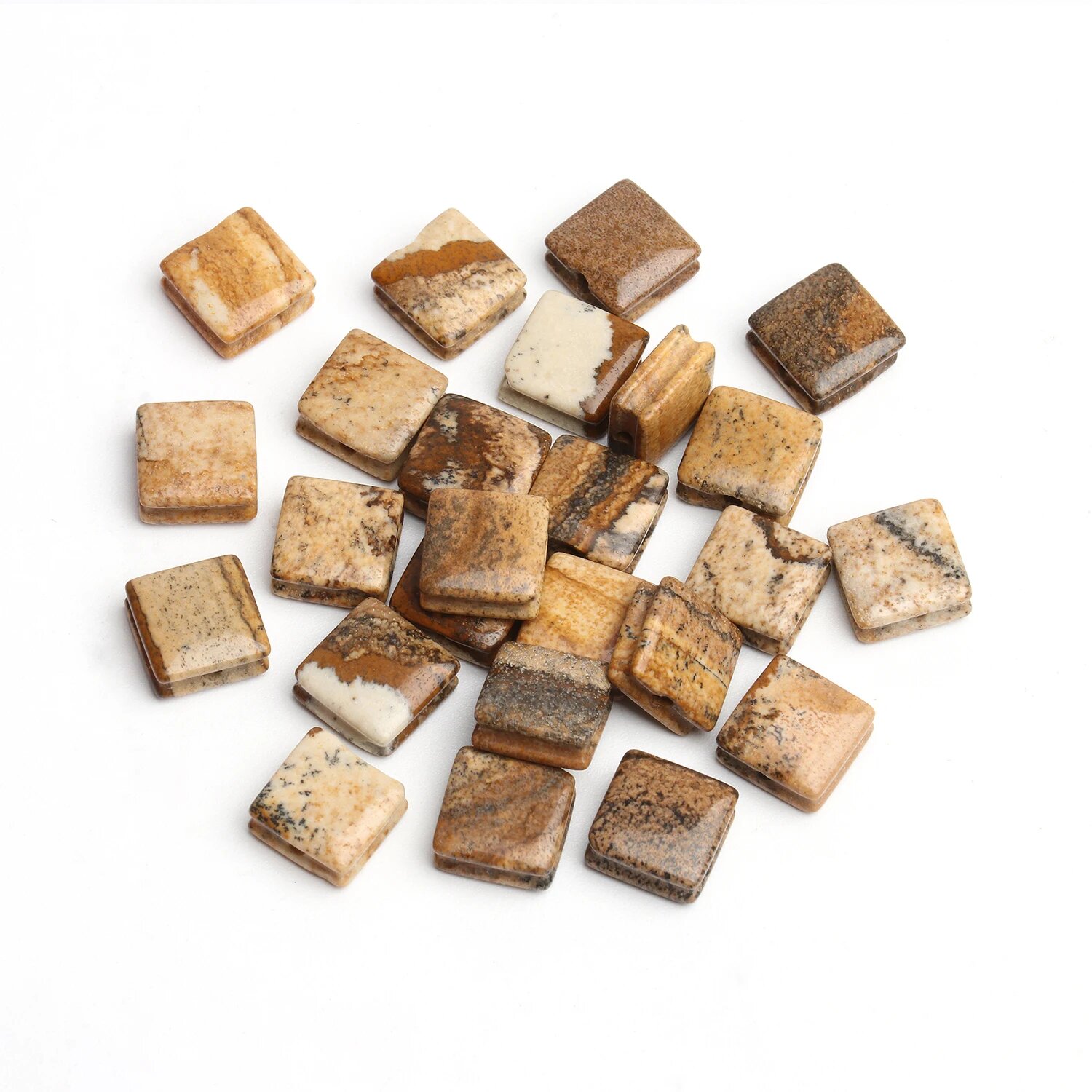 Квадратные бусины из лазурита AOHAYOOMQ, 10 мм, 5 шт. Picture jasper